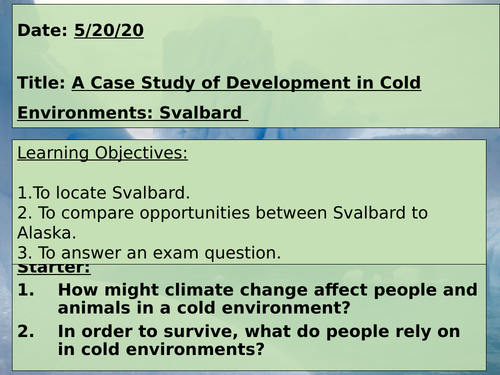 AQA GCSE Cold Environments SOW | Teaching Resources AQA GCSE Cold Environments SOW | Teaching Resources