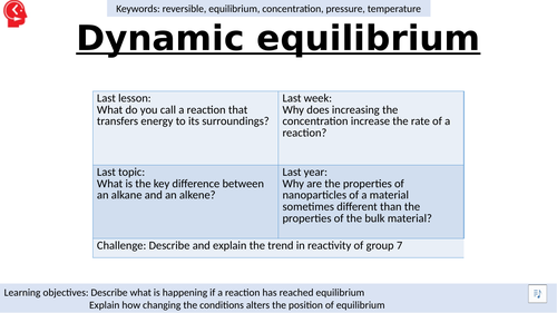 Dynamic Equilibrium | Teaching Resources