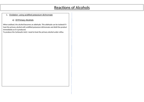 A* AS/A Level Chemistry Poster on Alcohols | Teaching Resources