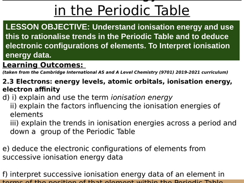 Physical Chemistry #7: Ionisation Energy and its Trends in the Periodic ...