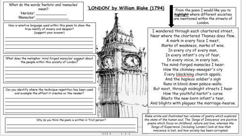 London William Blake | Teaching Resources
