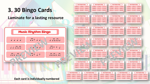 Music Rhythm Bingo 1 - 30 Bingo Cards - Audio Files – Endless PowerPoint Games | Teaching Resources