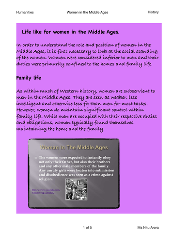 Life of Women in the Middle Ages | Teaching Resources