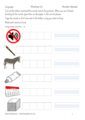 Montessori Movable Alphabet Worksheets - Long Vowel Sounds | Teaching ...