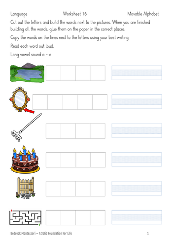 Montessori Movable Alphabet Worksheets - Long Vowel Sounds | Teaching ...