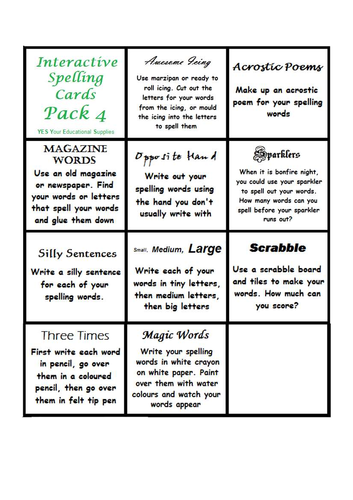 Interactive Spelling Cards Pack 4 | Teaching Resources