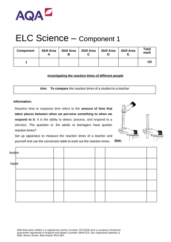 AQA ELC Science Component 1 *UPDATED* | Teaching Resources