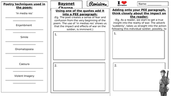 Bayonet Charge - Home learning sheet | Teaching Resources