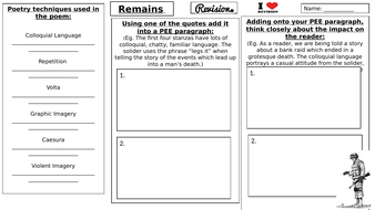 Remains Revision Worksheet | Teaching Resources
