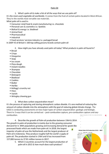 Palm Oil Case Study | Teaching Resources