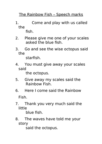 The Rainbow Fish Literacy Worksheets | Teaching Resources