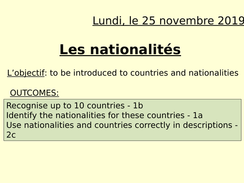 Countries and nationalities - Les pays - y7 French | Teaching Resources