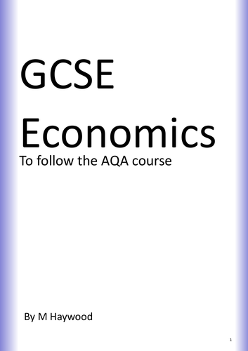 AQA Economics GCSE-Intro to national economy | Teaching Resources