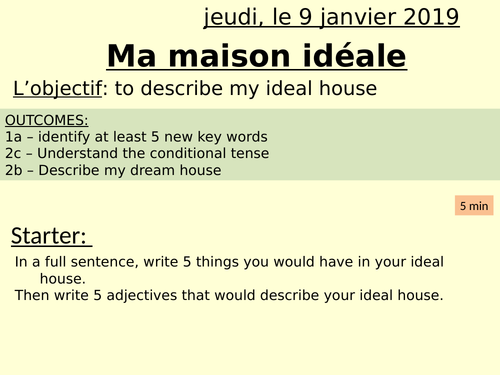 My ideal house - ma maison idéale - y7 French | Teaching Resources