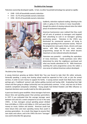 The 1950s Generation Gap: American Teenagers | Teaching Resources