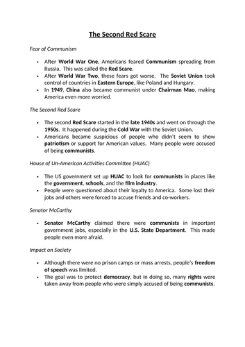 The Second Red Scare | Teaching Resources