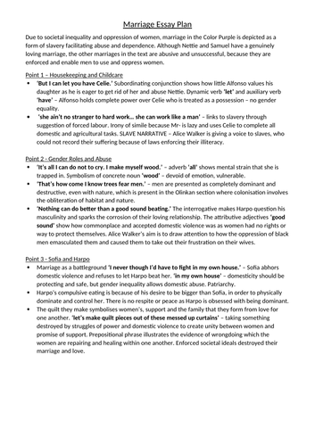 'The Color Purple' A Level Essay Plans | Teaching Resources