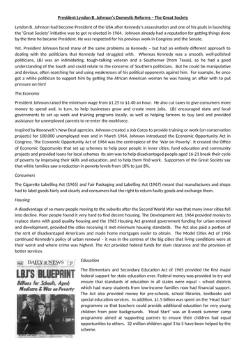 President Johnson's Great Society | Teaching Resources