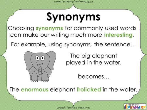 Synonyms - Year 3 and 4 | Teaching Resources