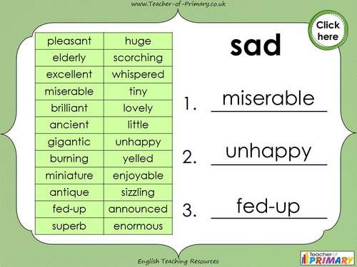 Synonyms - Year 3 and 4 | Teaching Resources