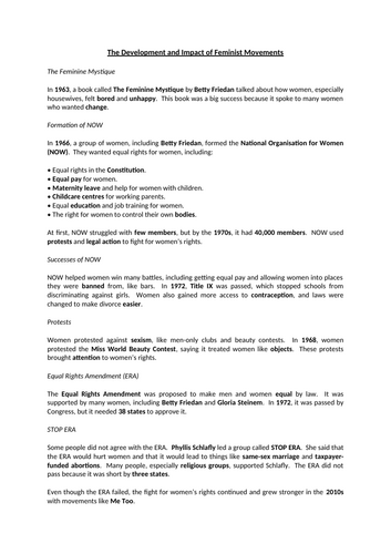 NOW and the Women's Liberation Movement | Teaching Resources