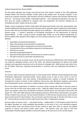 NOW and the Women's Liberation Movement | Teaching Resources