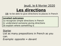 Les directions - y7 French | Teaching Resources