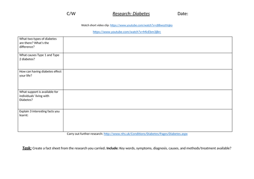 Health and Social Care Research Tasks | Teaching Resources