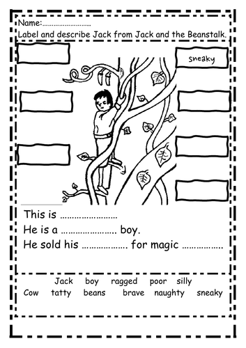 Jack and the Beanstalk: Creative writing to describe Jack KS1 ...