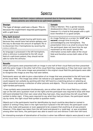 Sperry et al key points revision | Teaching Resources
