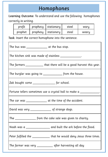 Homophones: Year 5 and 6 | Teaching Resources