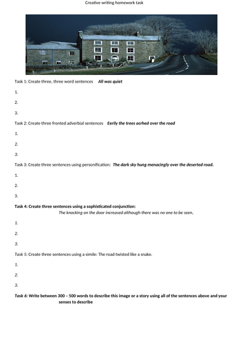 Creative writing support frame | Teaching Resources