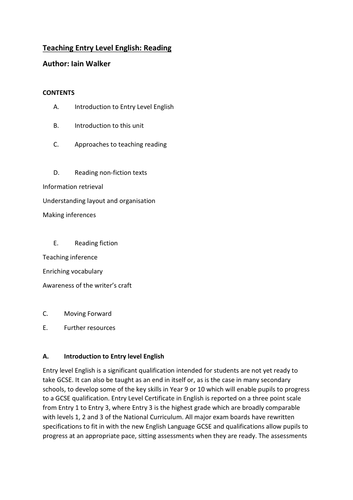 How to teach Entry Level English: Reading skills | Teaching Resources