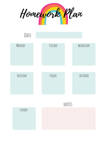 Weekly Homework Planner | Teaching Resources