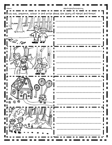 Hansel and Gretel: Cut, sequence, colour and write about the story ...
