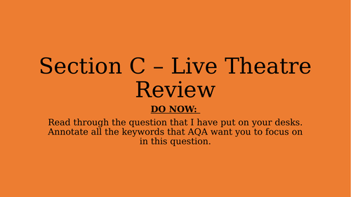 AQA GCSE DRAMA: Theatre Review | Teaching Resources