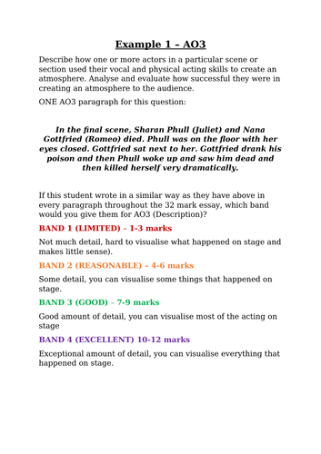 AQA GCSE DRAMA: Theatre Review | Teaching Resources