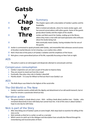 The Great Gatsby Chapter Three | Teaching Resources