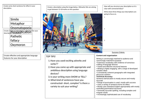 Creative Writing Planning Sheets/ Descriptive Writing | Teaching Resources