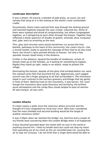 Creative Writing Planning Sheets/ Descriptive Writing | Teaching Resources