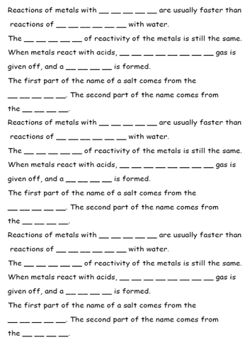 Year 8 - Reactions of Metals (7 lessons) | Teaching Resources