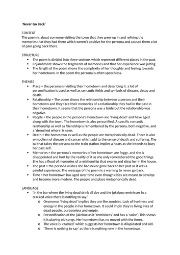 Analysis for all Carol Ann Duffy Poems from A Level AQA Poetry ...