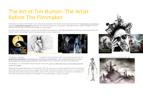 Tim Burton: Artist Research.Character Development for Illustration or ...