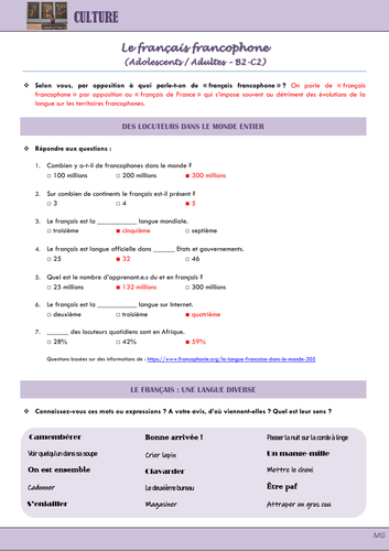 BUNDLE ON La Francophonie:Presentation, Quizzes and Activities ...