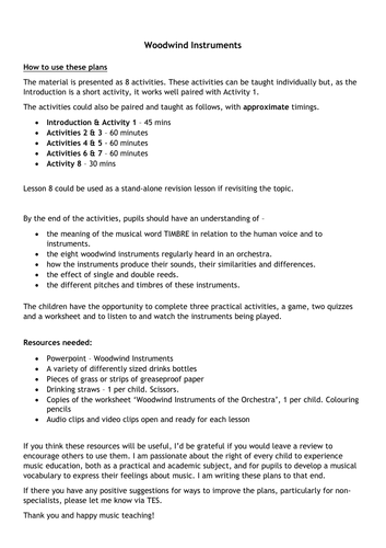 Woodwind Instruments | Teaching Resources