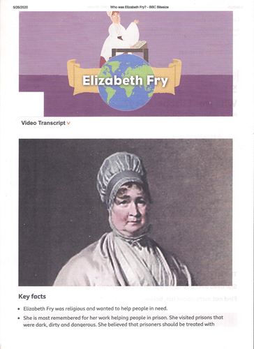 Elizabeth Fry (1780- 1845) Prison Reformer | Teaching Resources