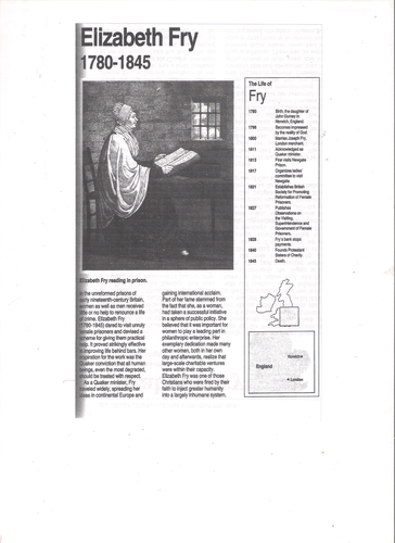 Elizabeth Fry (1780- 1845) Prison Reformer | Teaching Resources