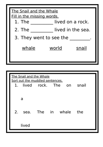 The Snail and the Whale Literacy Pack | Teaching Resources