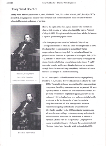 Henry Ward Beecher (1813-1887) | Teaching Resources