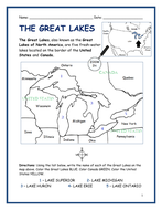 THE GREAT LAKES OF NORTH AMERICA Printable Worksheets | Teaching Resources